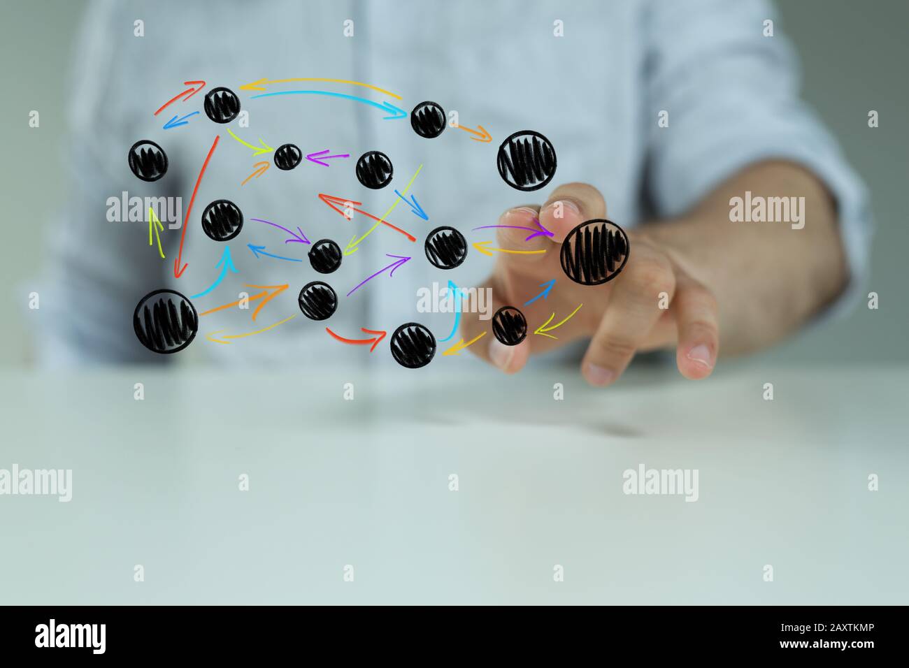 Person creating a virtual projection of the partnership network ...