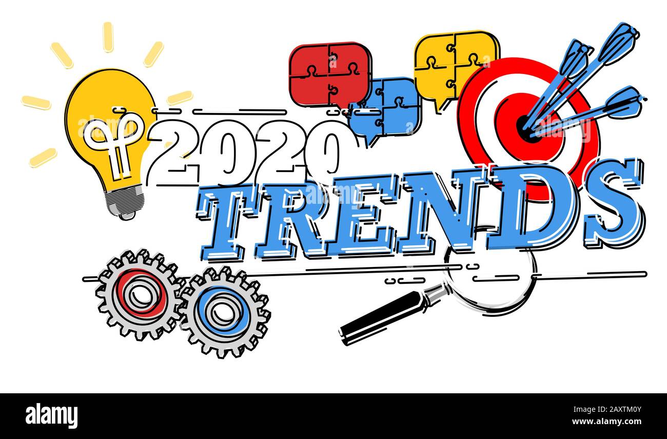 Illustration of digital yearly trends for the year twenty-twenty Stock ...