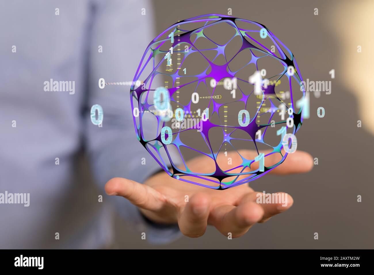 Person presenting a virtual projection of the social media ...