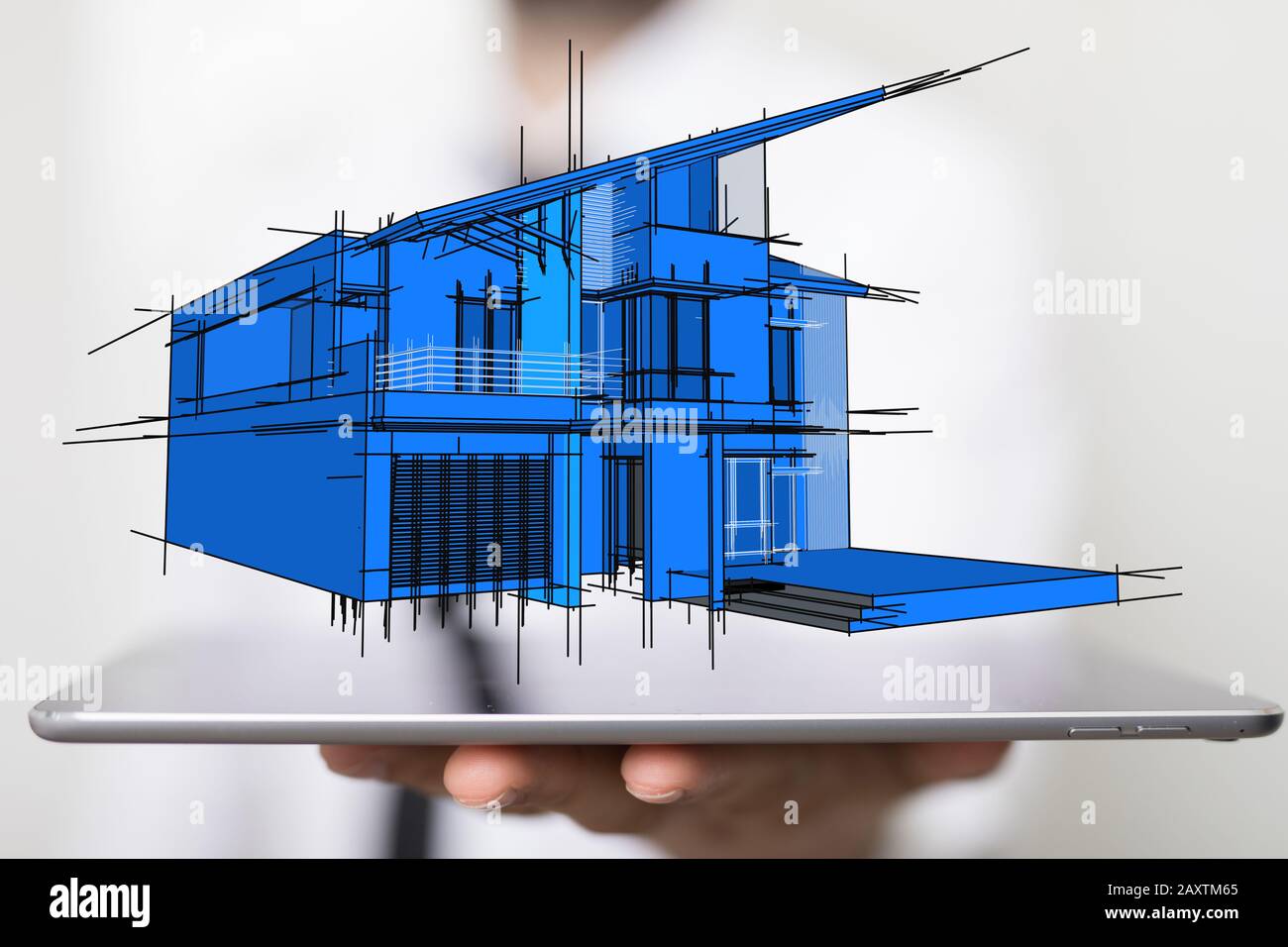 Person presenting a virtual projection of a smart home Stock Photo - Alamy