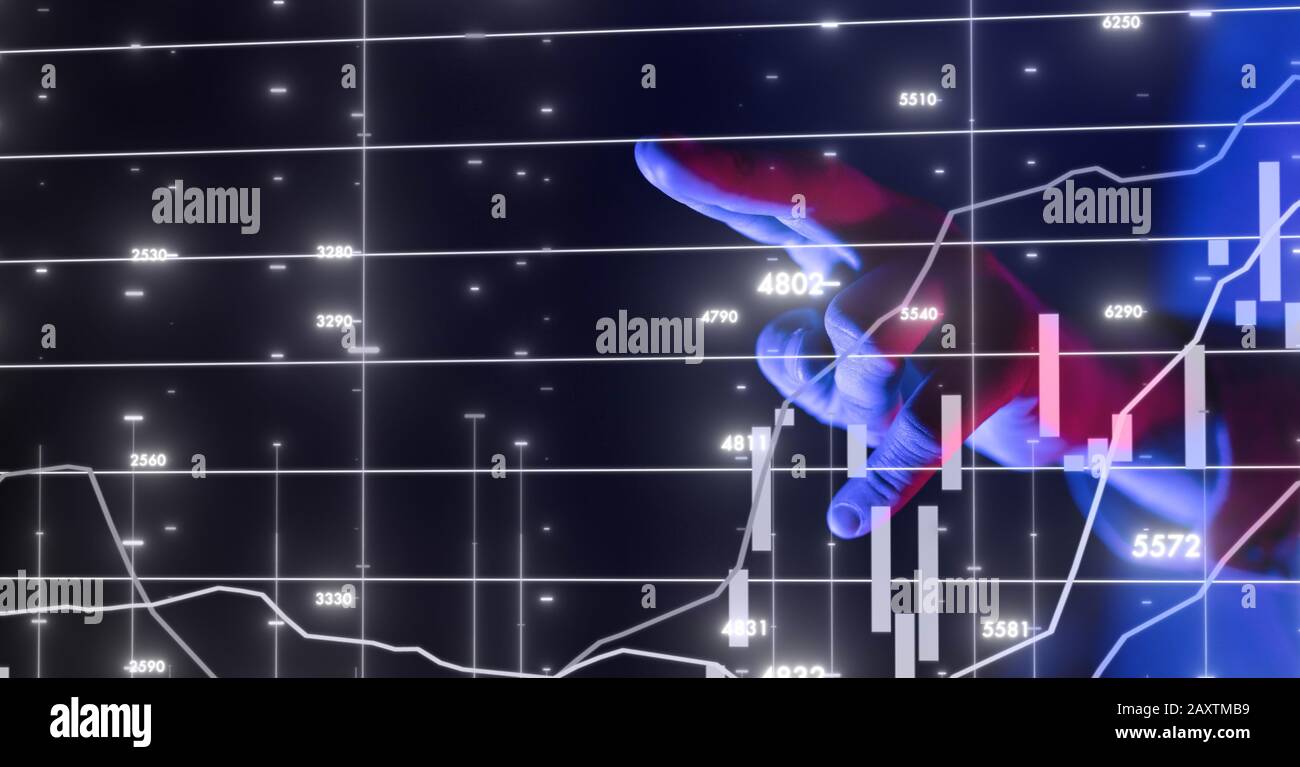 Businessman working with a modern virtual screen interface of business ...