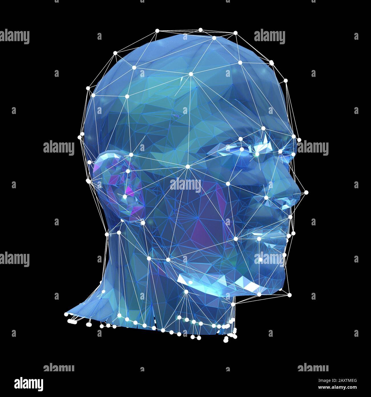 Illustration of a digital human head on a black background Stock Photo ...