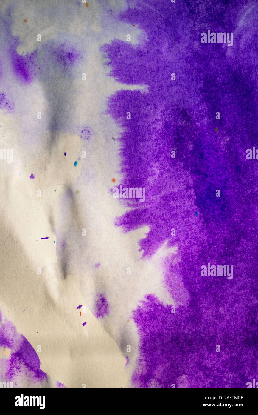 abstract purple ink stains with streaks on white wet paper Stock Photo ...