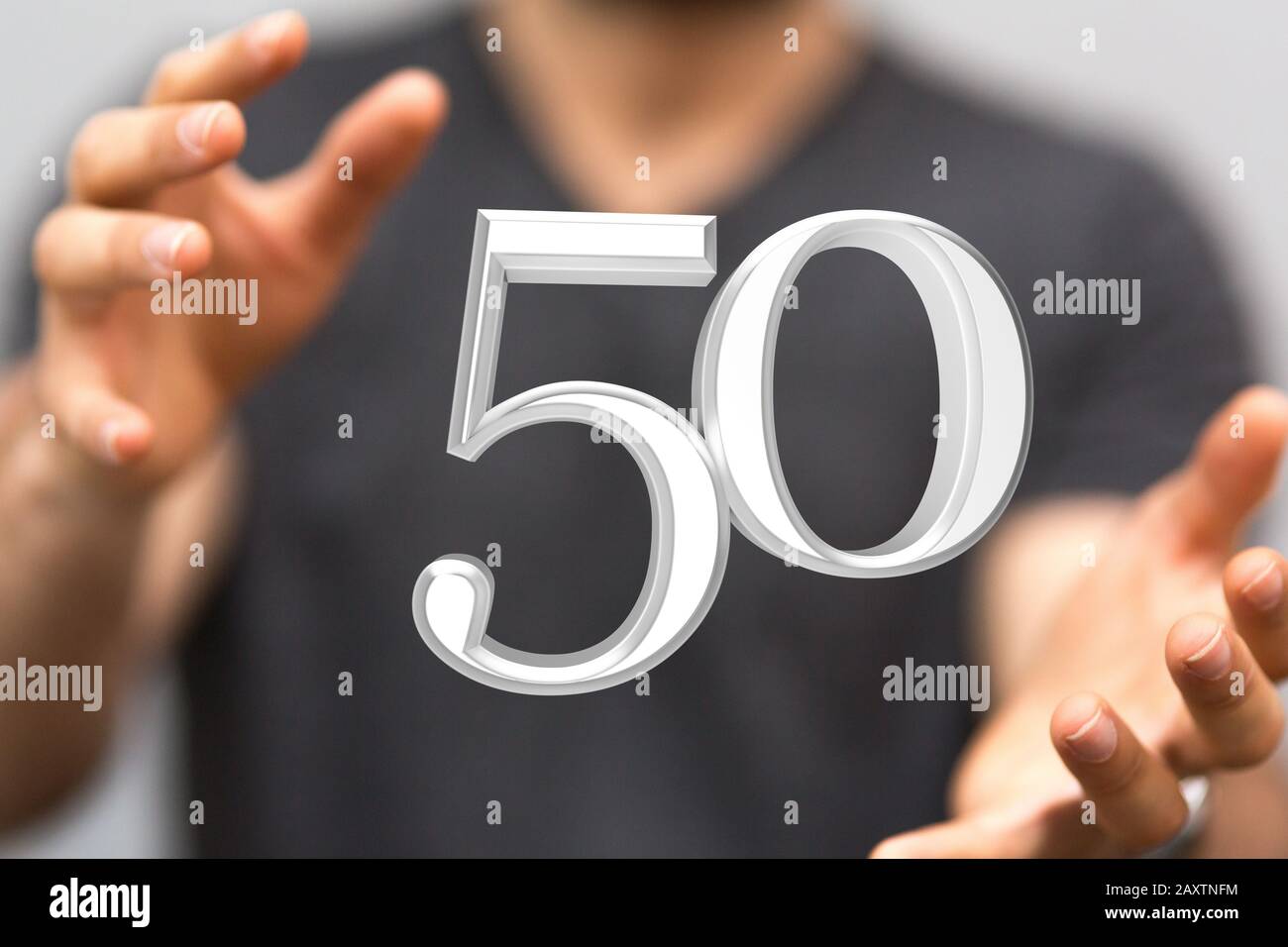 Illustration of the number 50 over someone's hands Stock Photo - Alamy
