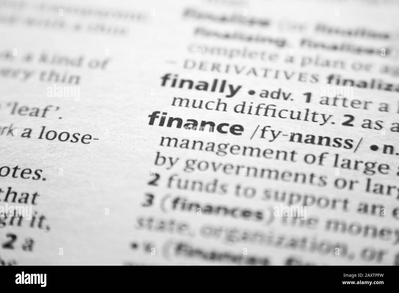 Word or phrase Finance in a dictionary Stock Photo - Alamy