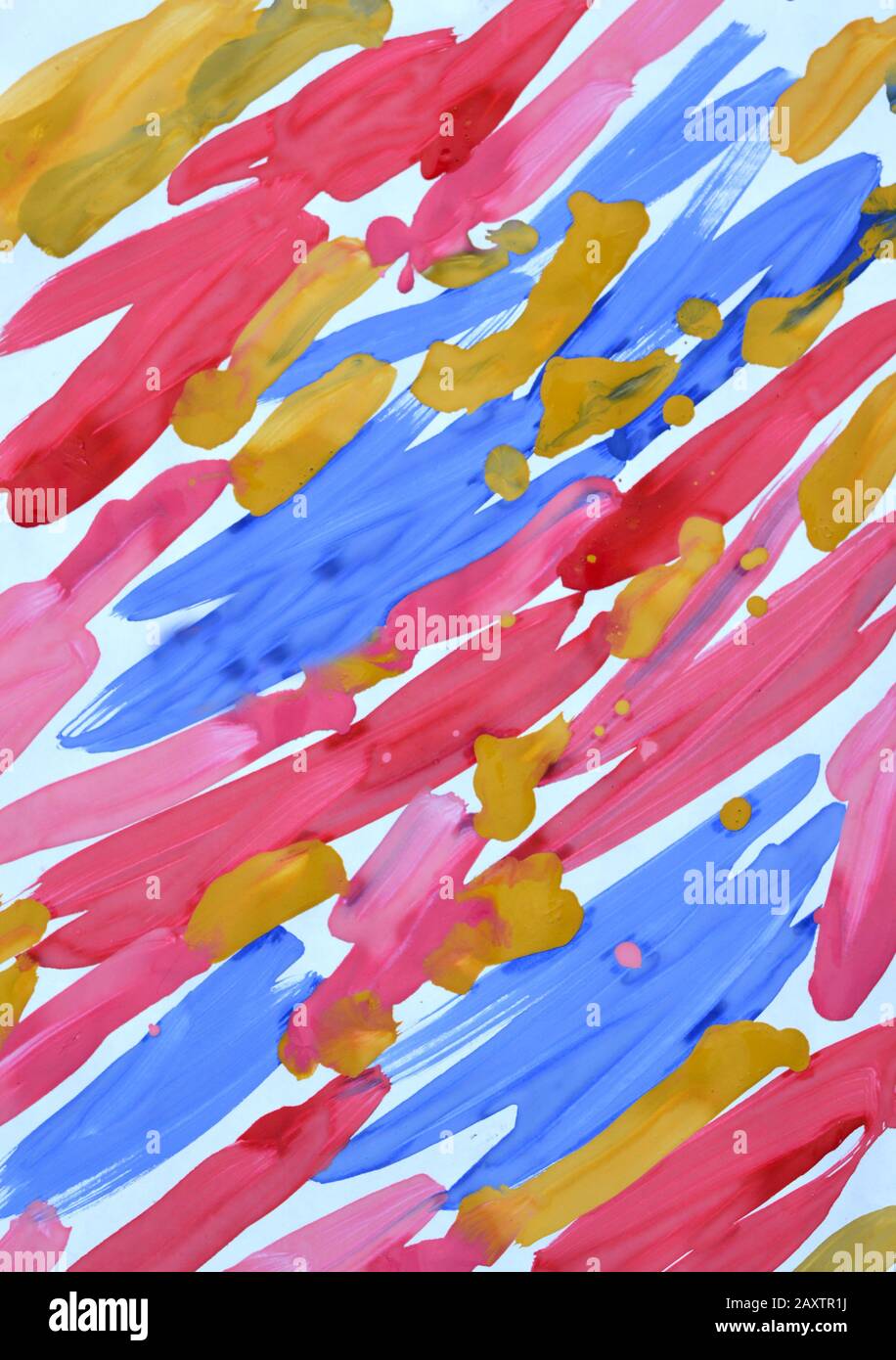 Abstract background brush strips blue, pink, yellow and drops Stock ...
