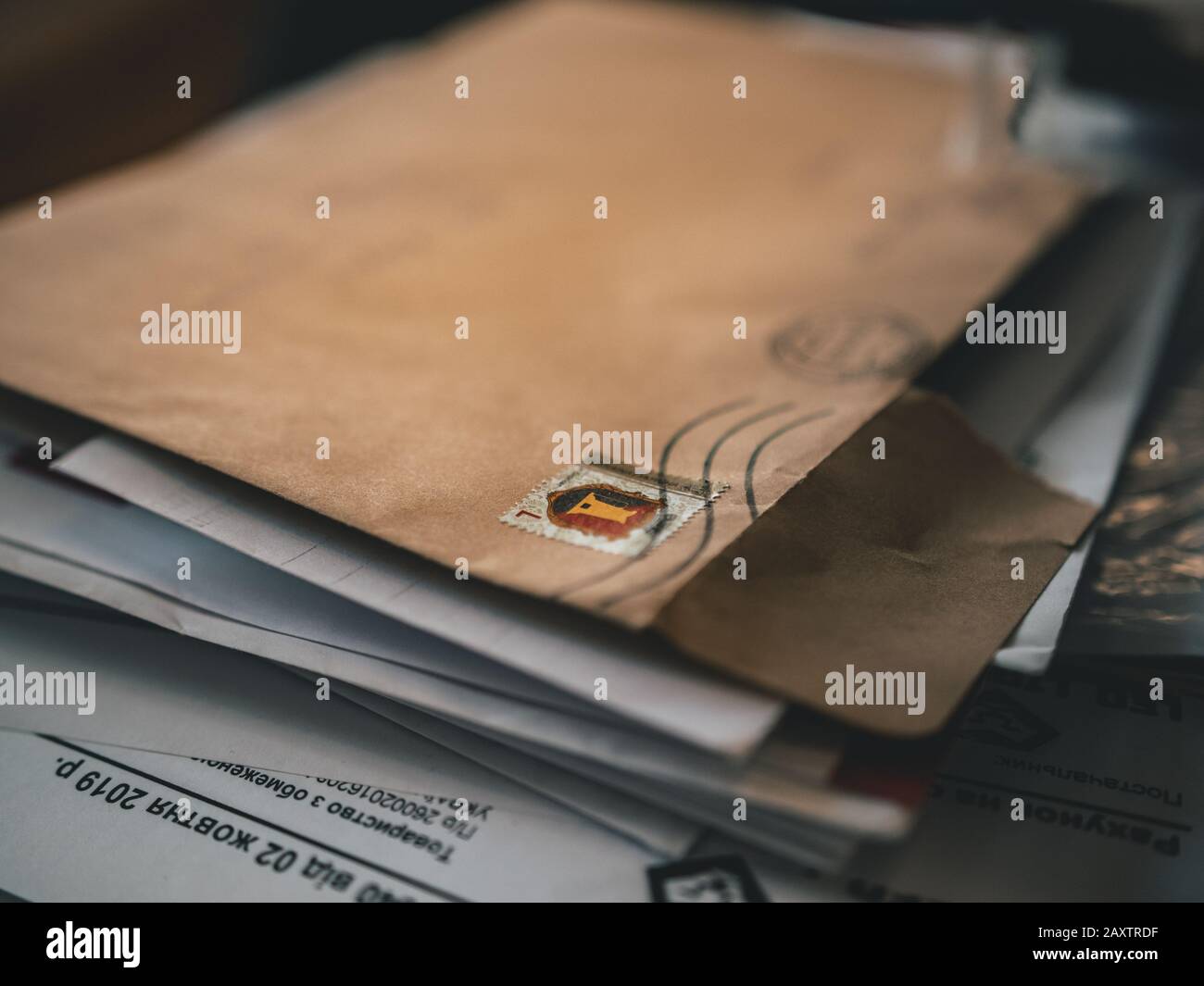 Letters stamps pile hi-res stock photography and images - Alamy