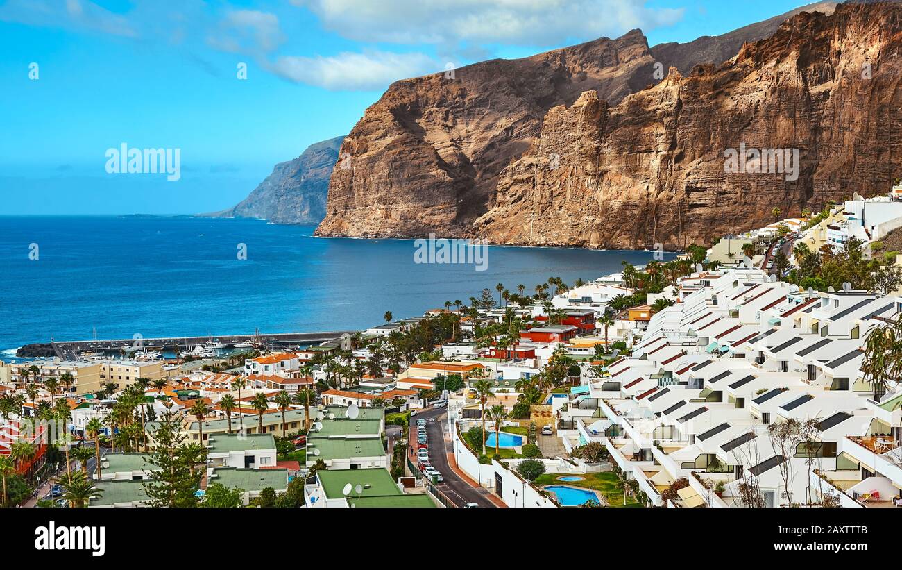 Tenerife island on a summer day panoramic landscape. Amazing aerial ...