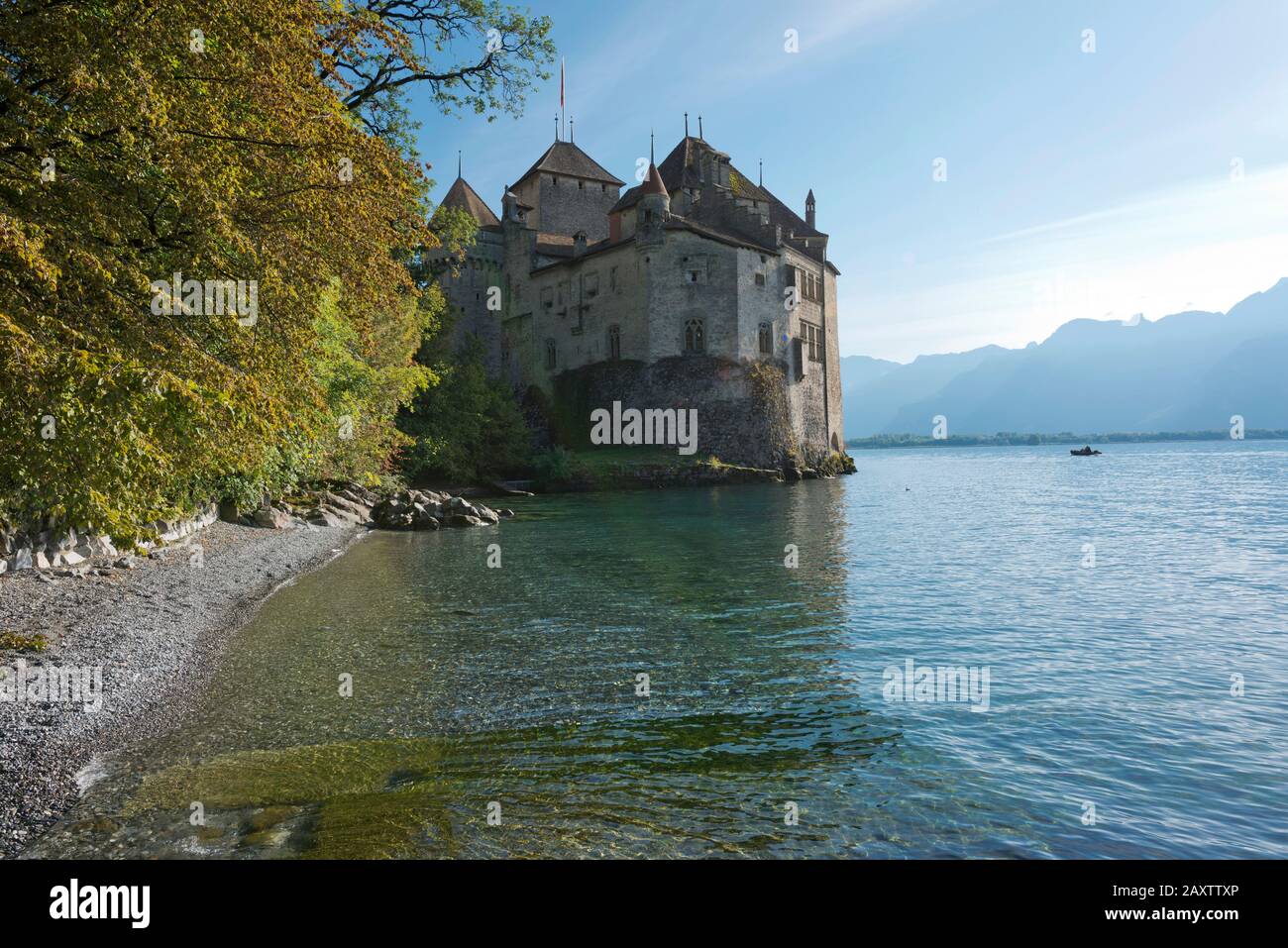 Switzerland, Vaud, Waadt, Montreux, Veytaux, Château de Chillon ...