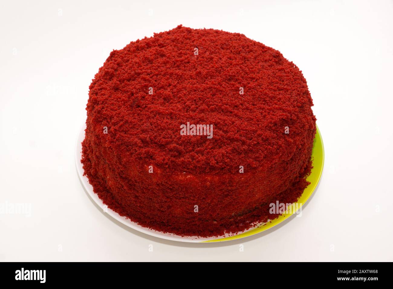 bright red cake called red velvet isolated on a white background Stock ...