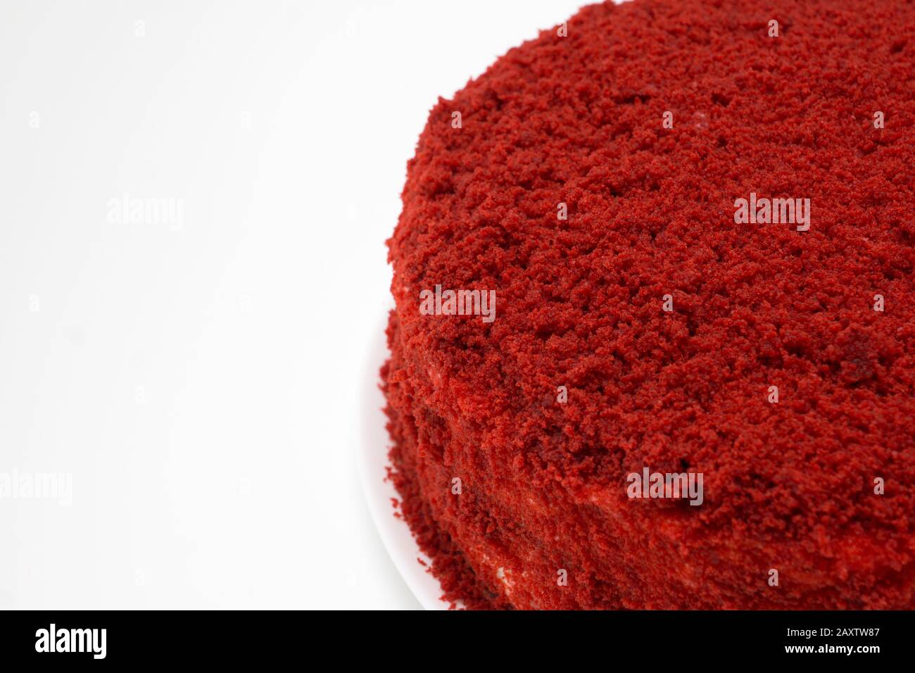 bright red cake called red velvet isolated on a white background Stock ...