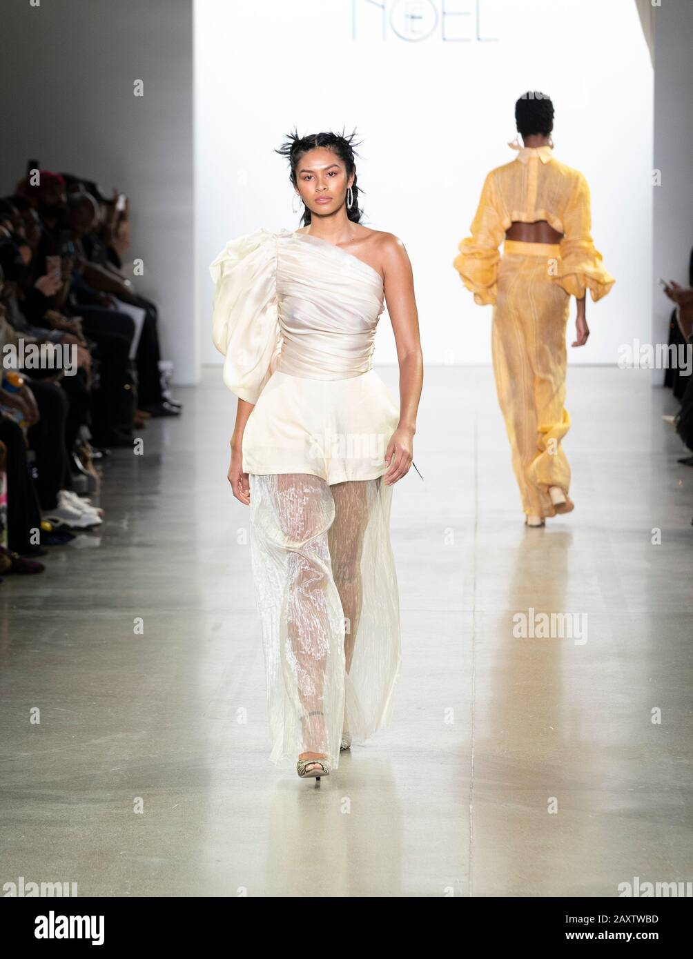 New York, United States. 12th Feb, 2020. Model walks runway for Fe Noel ...