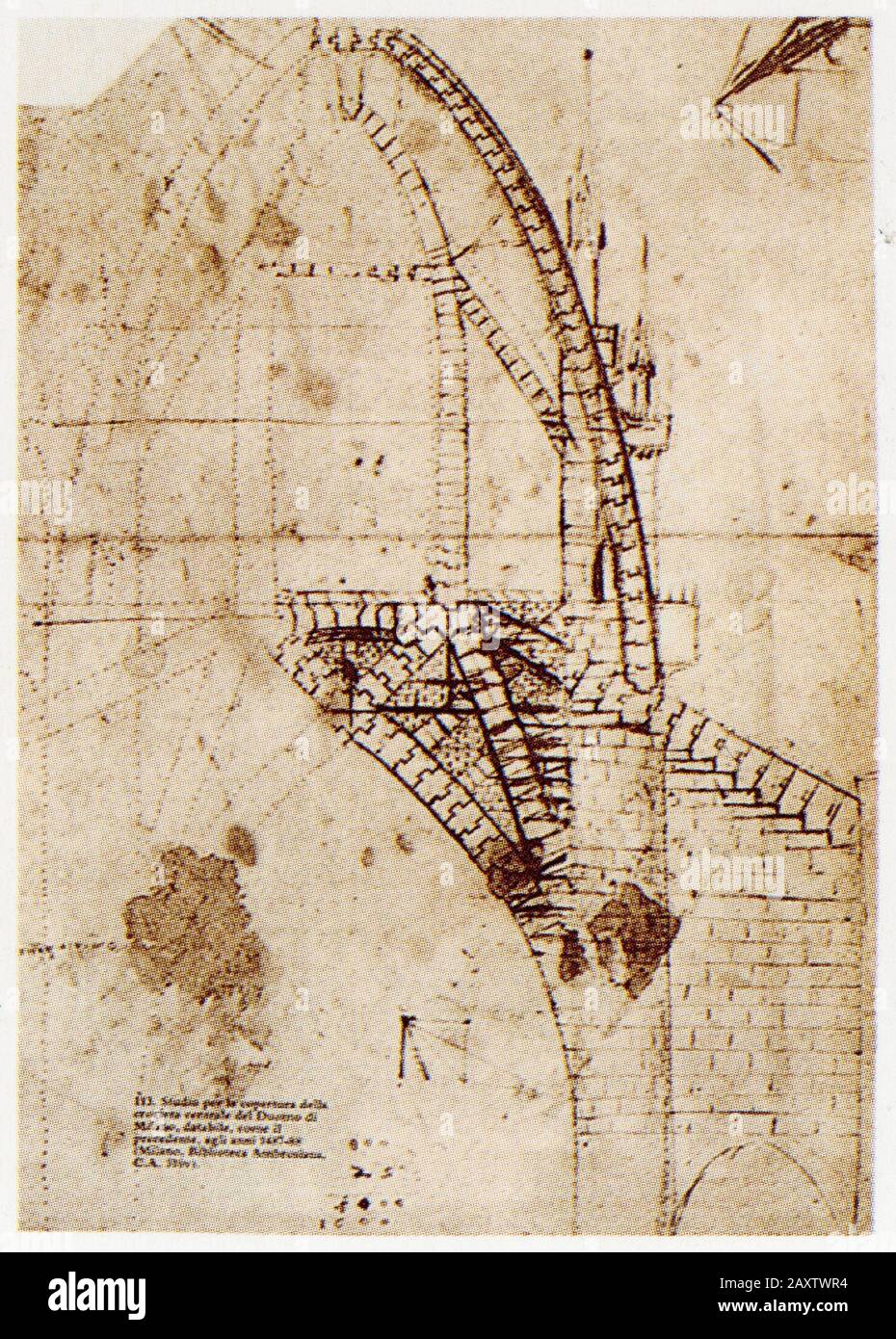 Leonardo da Vinci. Design for the dome of Milan cathedral. 1487-1488 ...