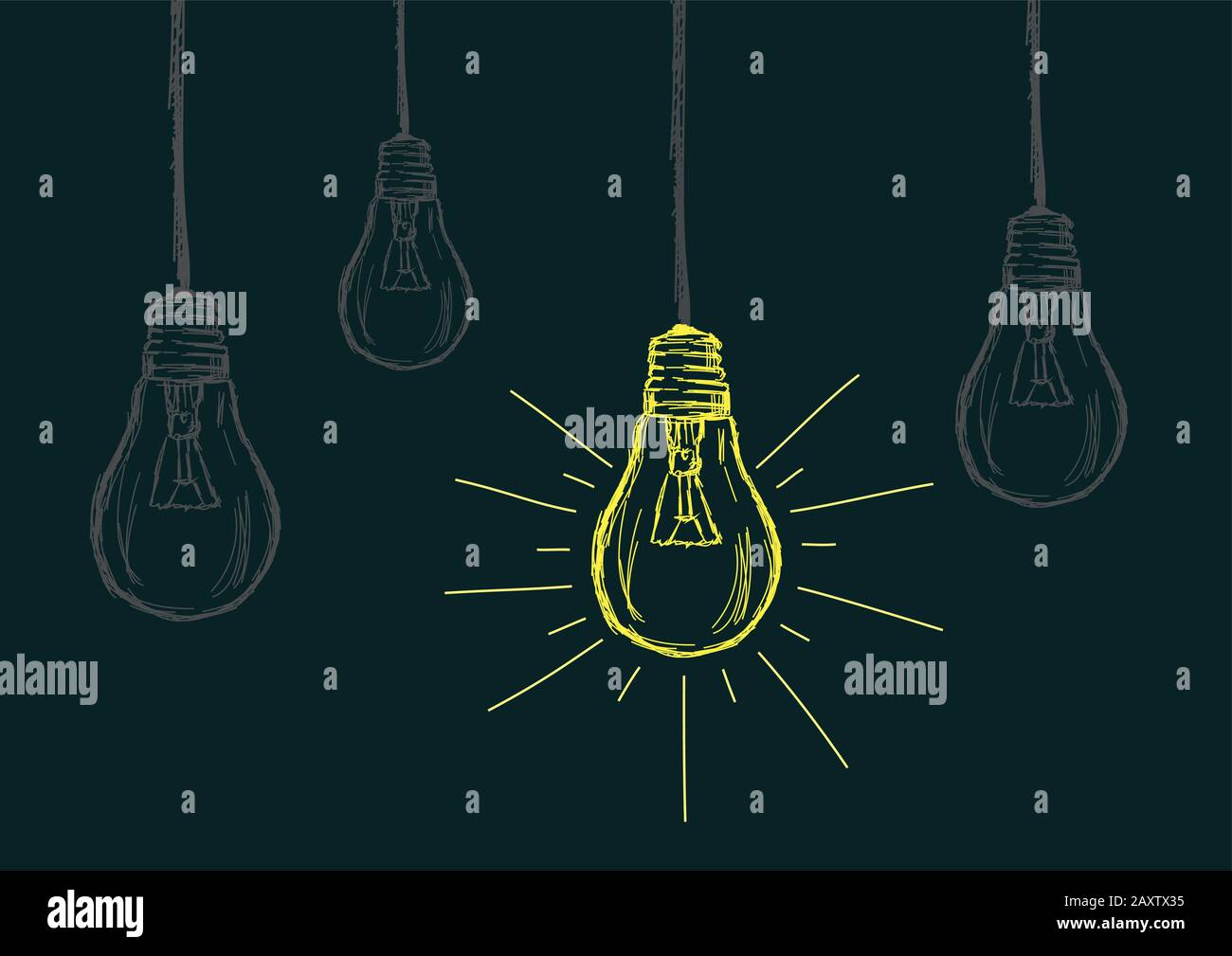 Lit Bulb amongst off Bulbs Vector Illustration Stock Vector Image & Art ...