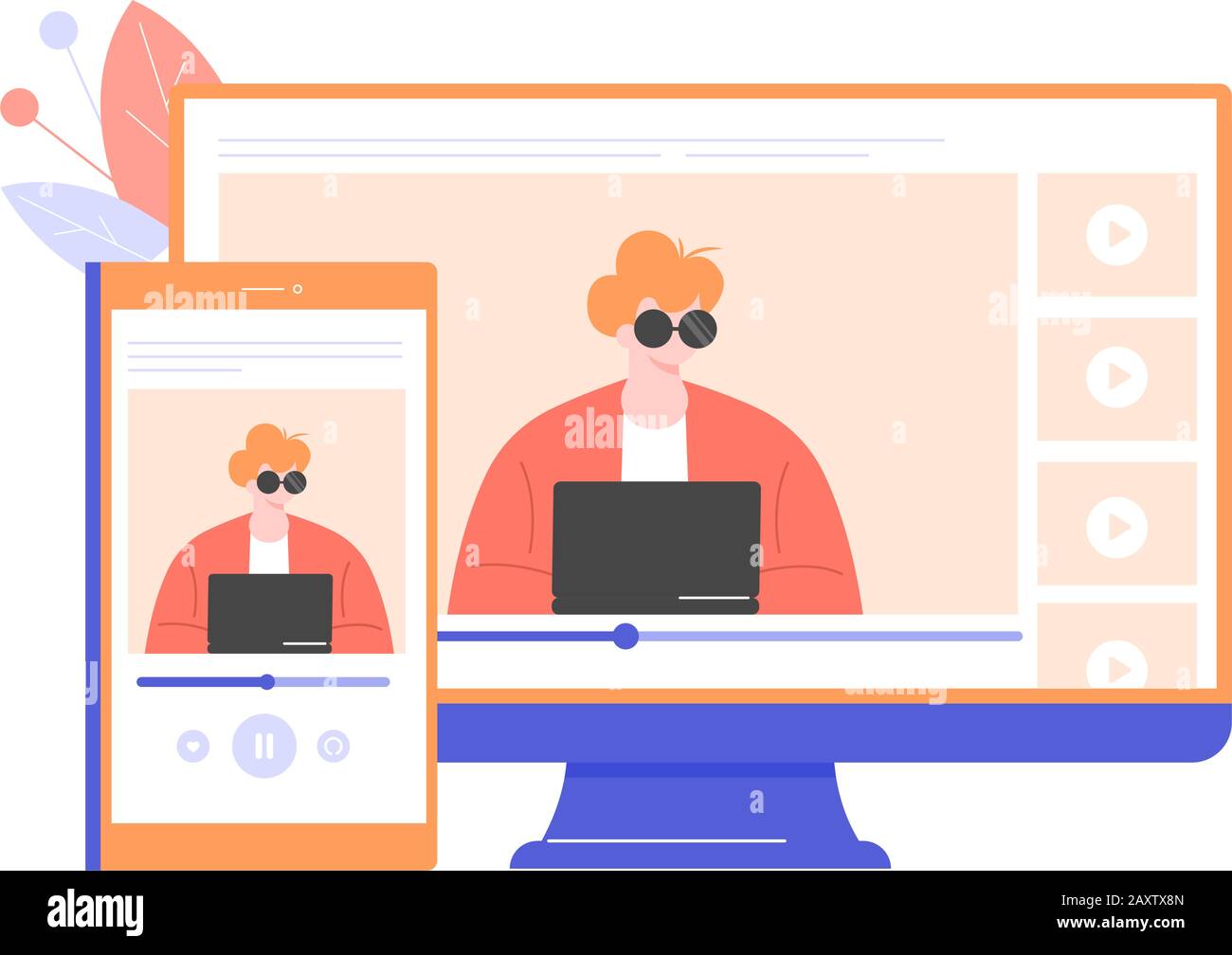 Student headset computer Stock Vector Images - Alamy