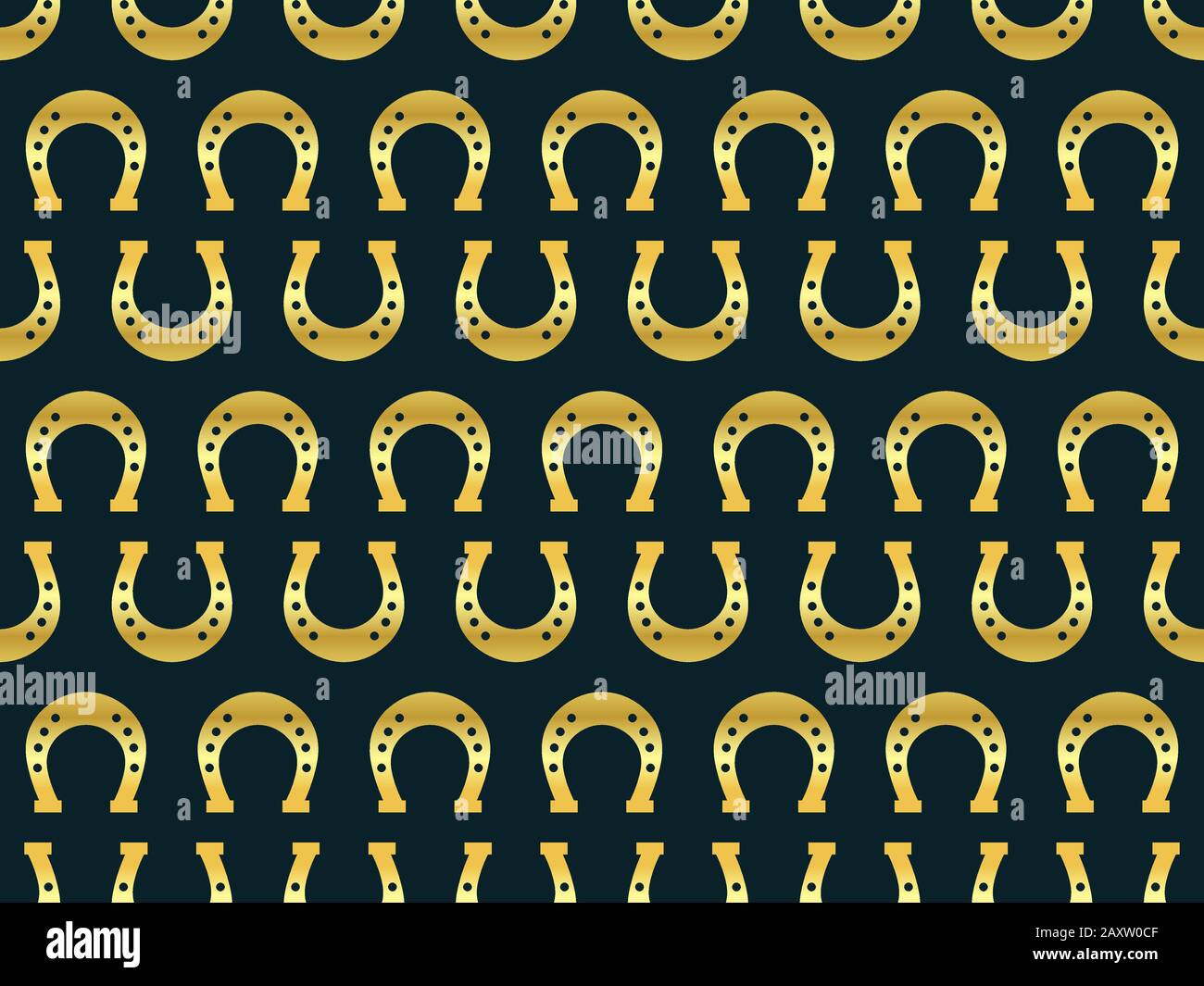 Golden horseshoes seamless pattern. Irish symbol of good luck ...