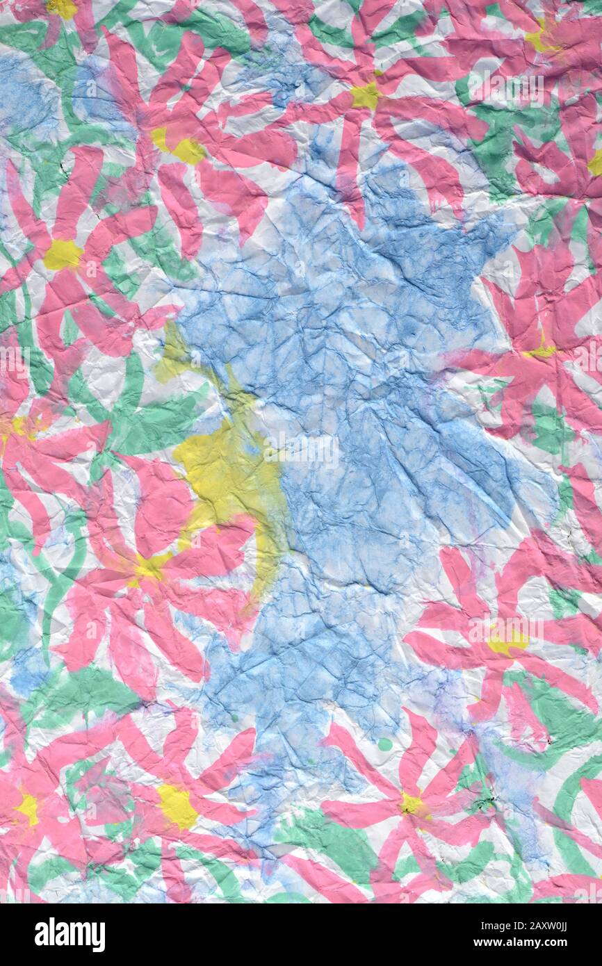 painted flowers, picture of paint color on the folded paper Stock Photo ...