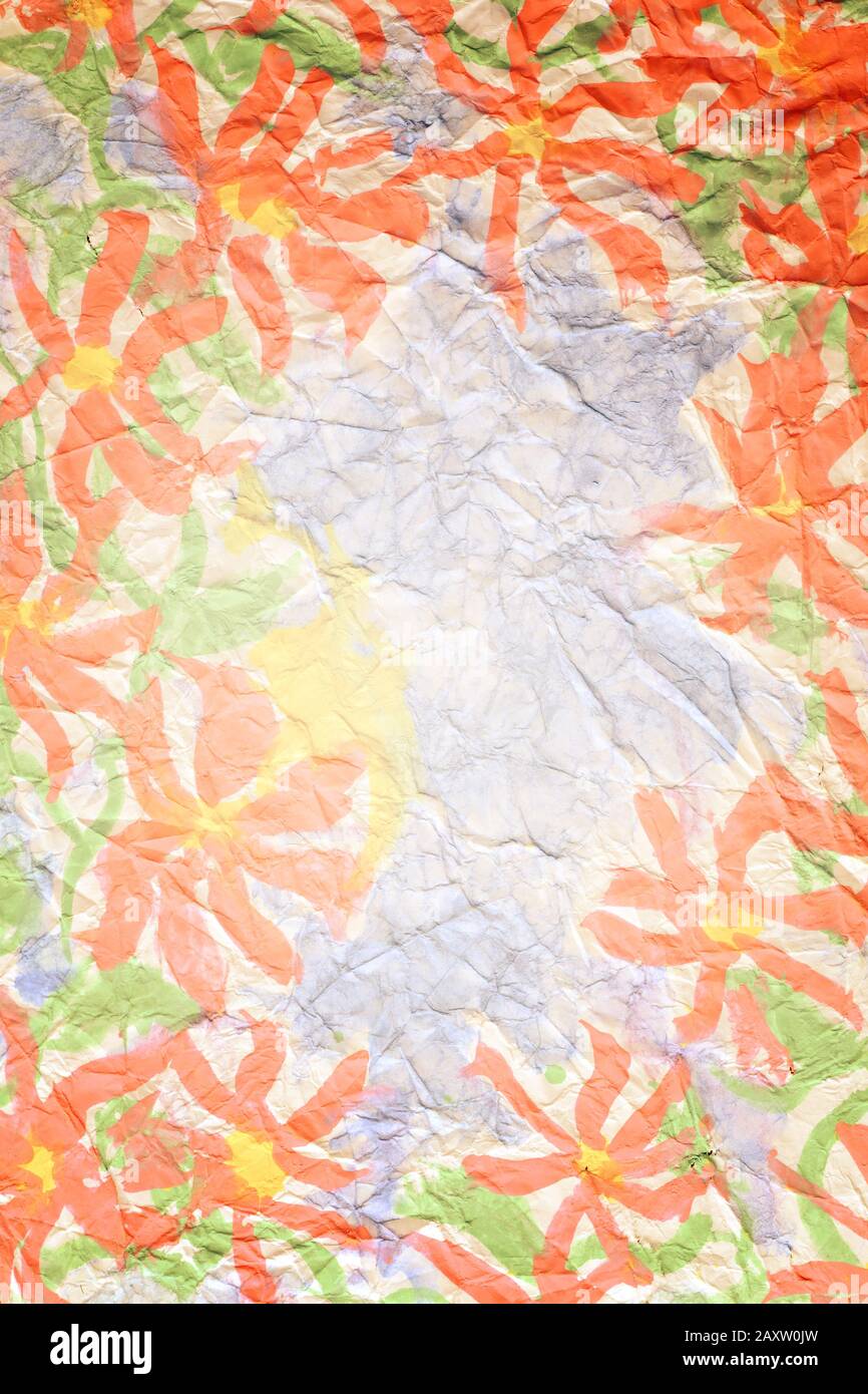 painted flowers, picture of paint color on the folded paper Stock Photo ...
