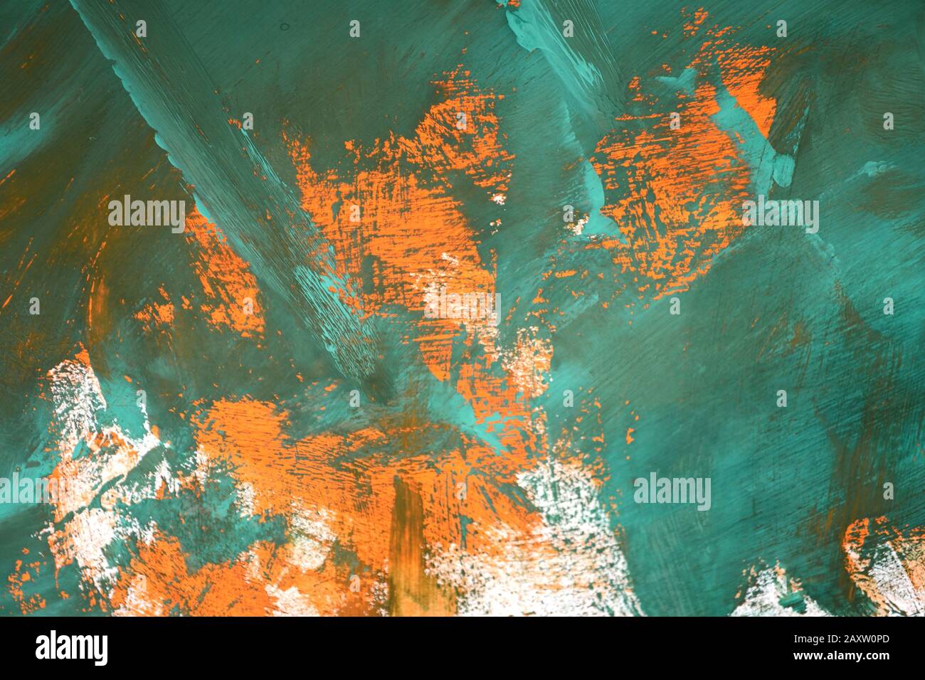abstract background with dabs of paints green orange white colors Stock ...