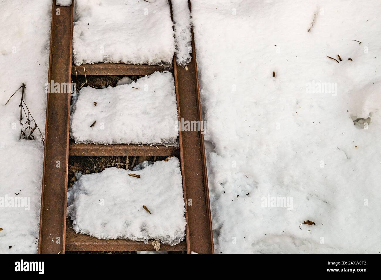 rusty iron stairs in snow Stock Photo - Alamy