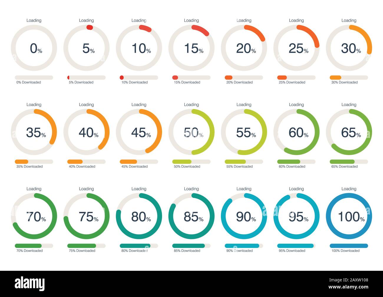 Circle Loading and Progress Bars Collection Set. Vector Illustration ...