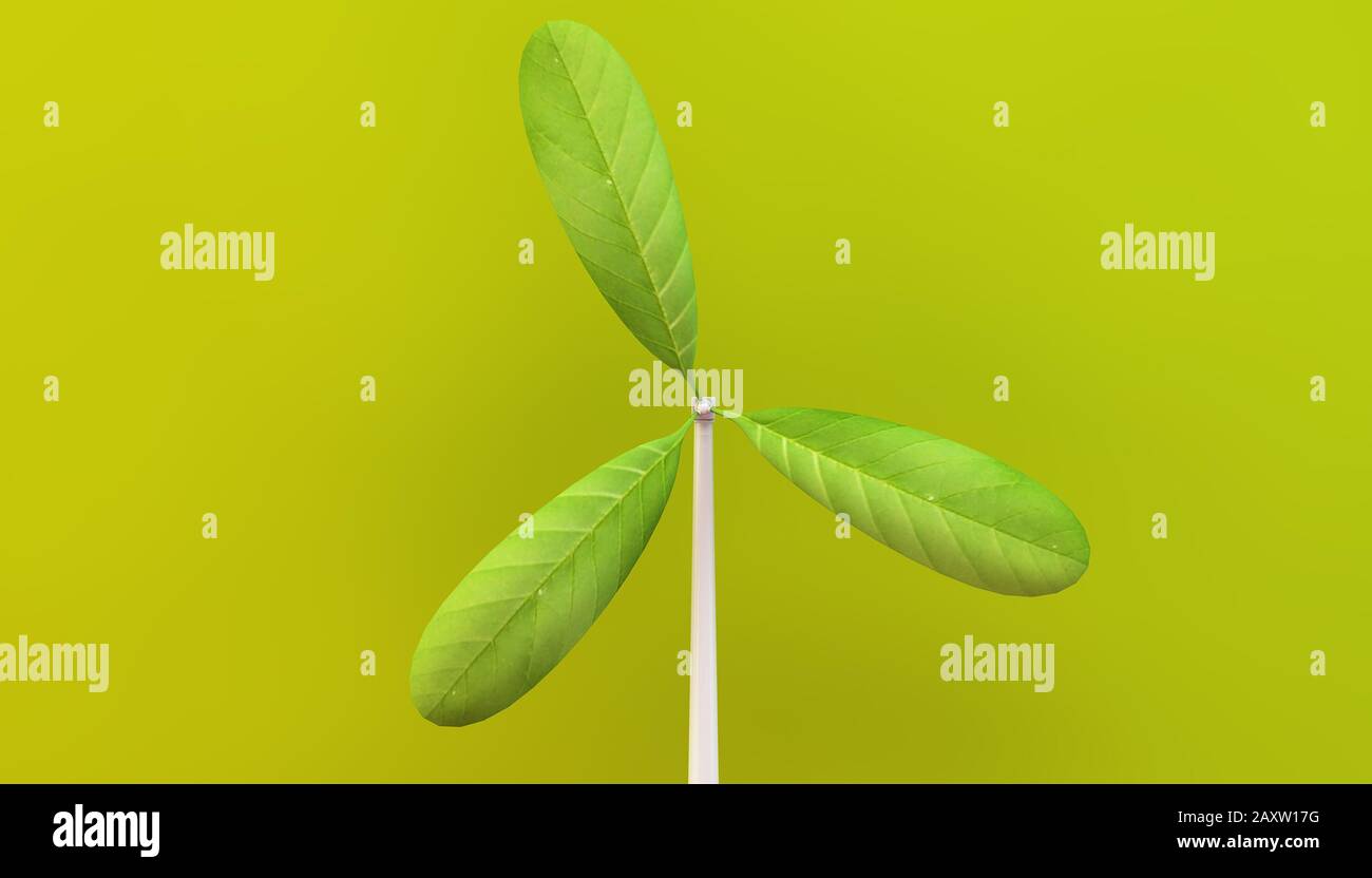 leaf windmill eco concept 3d rendering Stock Photo - Alamy