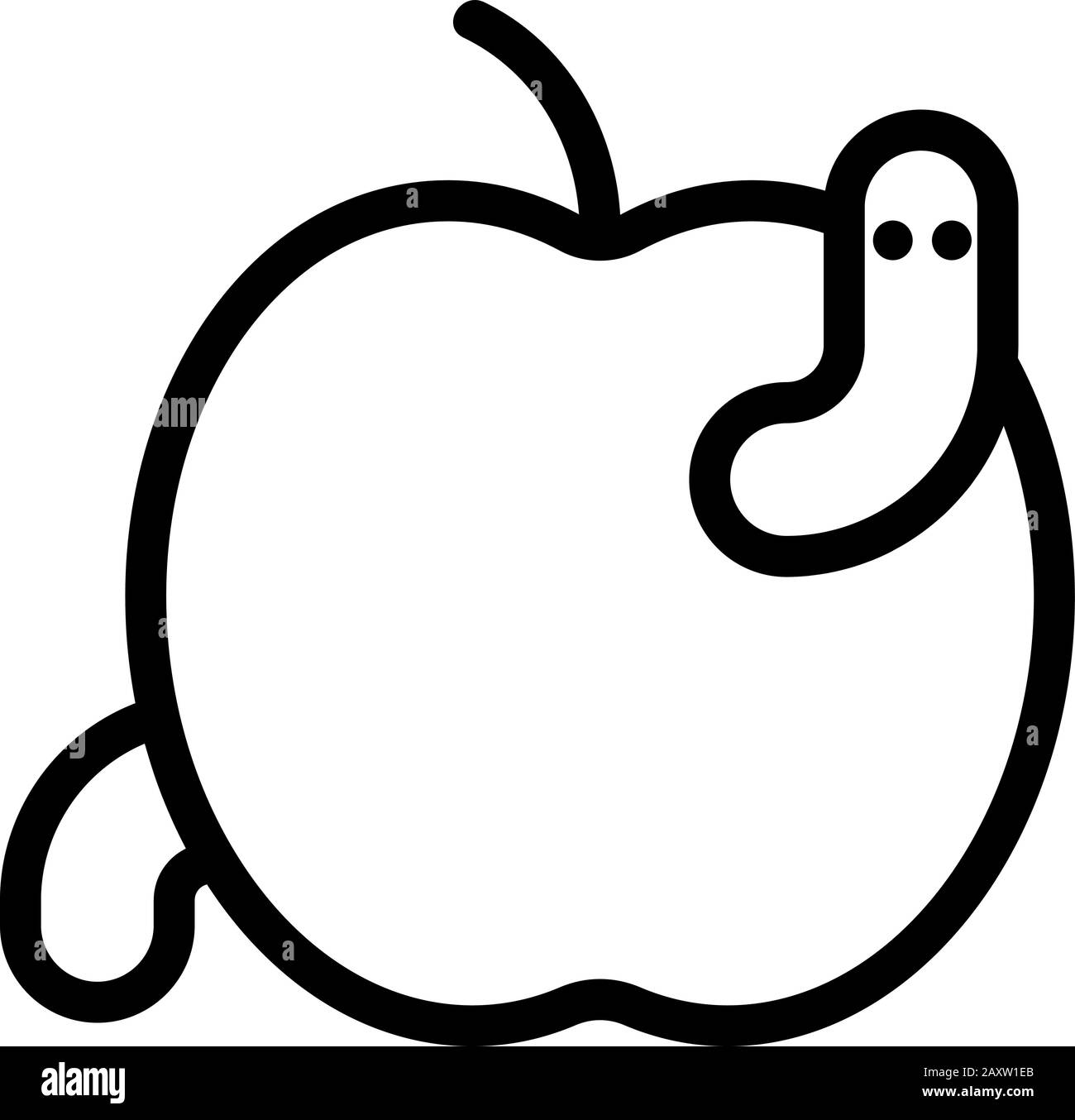 Worm apple icon vector. Isolated contour symbol illustration Stock ...