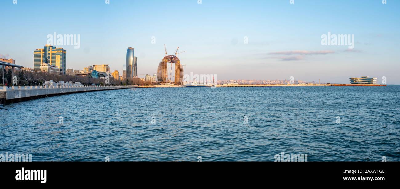 Baku, Azerbaijan 27 January 2020 - Caspian Sea coast in Baku Stock ...