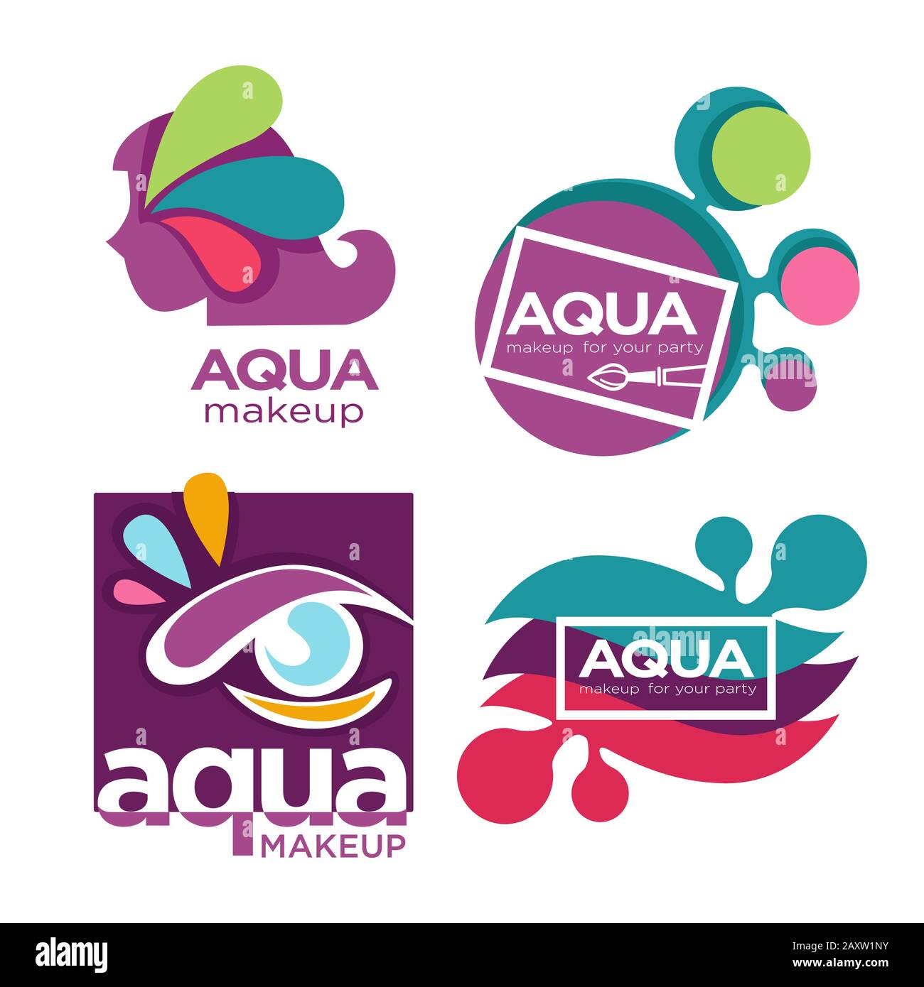 Natural cosmetics, aqua makeup and cosmetic tools isolated icons Stock ...