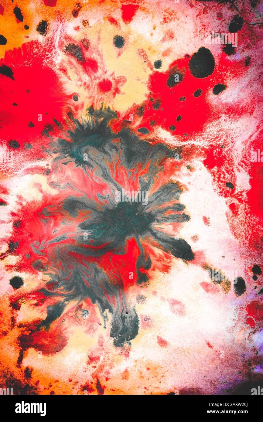 Abstract background with blots and spreads droplets of different colors ...