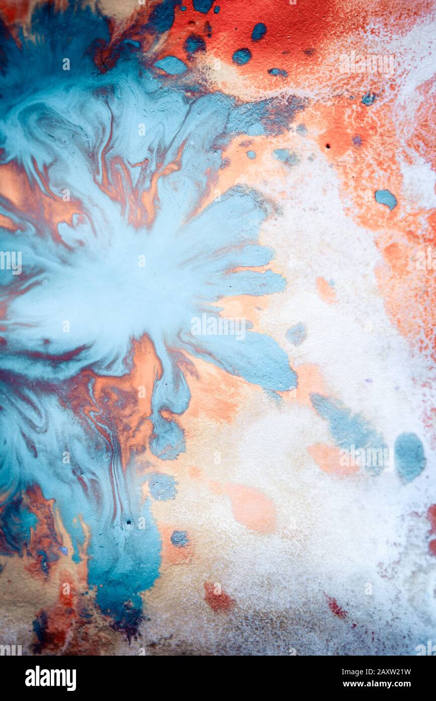 Abstract background with blots and spreads droplets of different colors ...