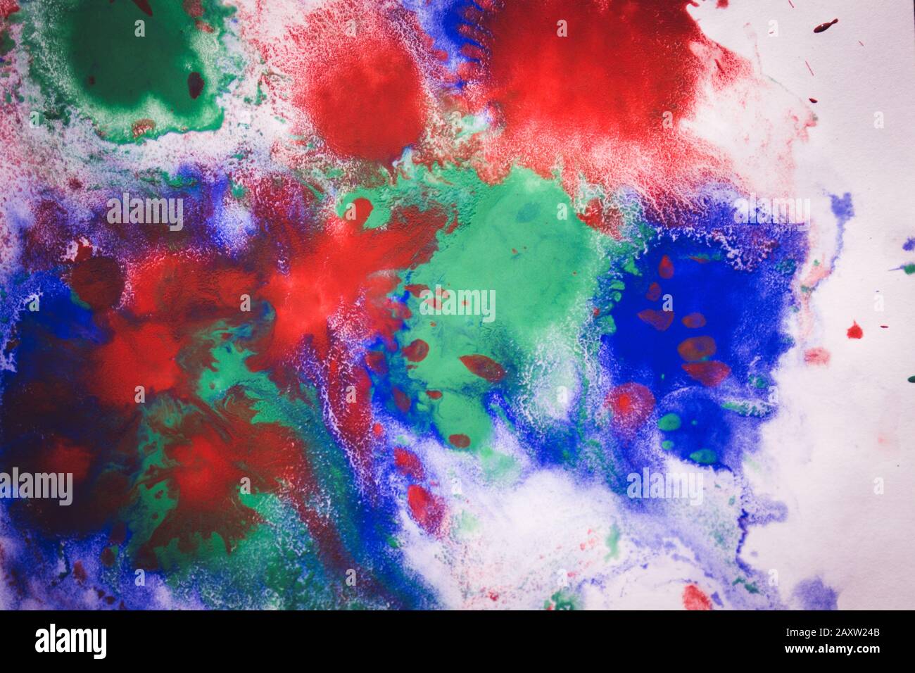 Abstract background with blots and spreads droplets of different colors ...