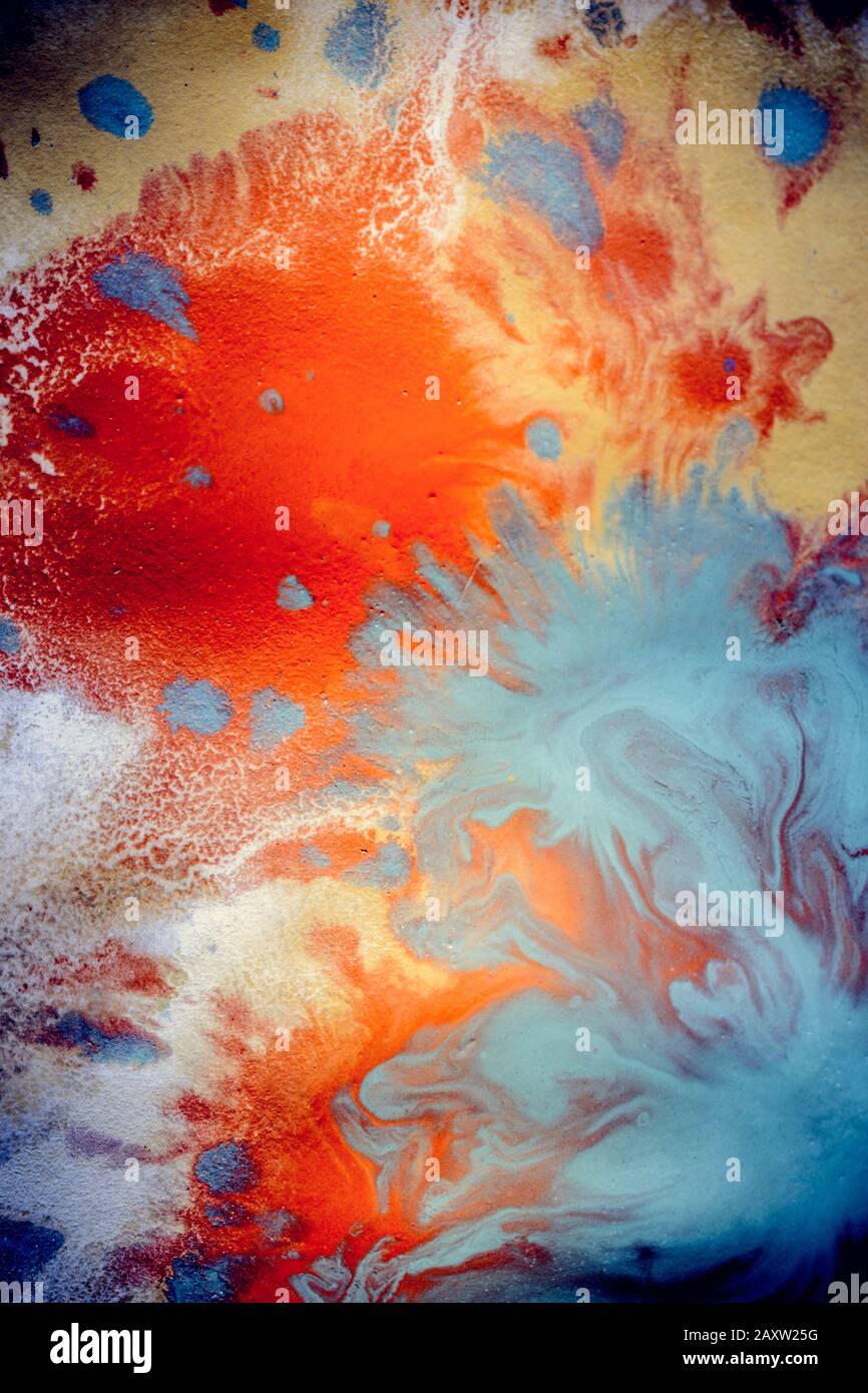 Abstract background with blots and spreads droplets of different colors ...