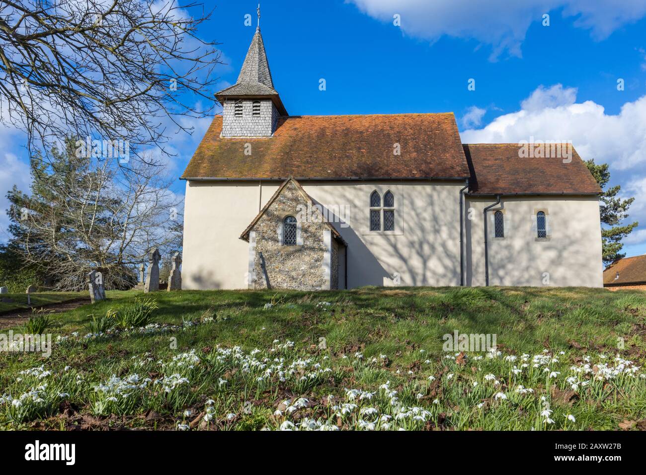 Exterior of historic Norman Wisley Church, Parish of Wisley with ...