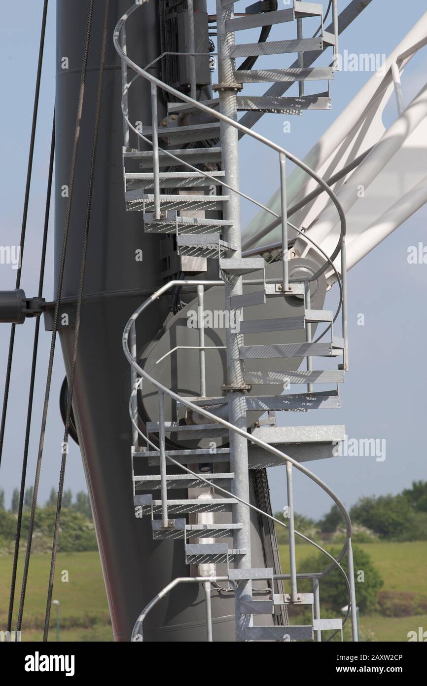 Liebherr Mobile crane industrial spiral stair case Stock Photo - Alamy