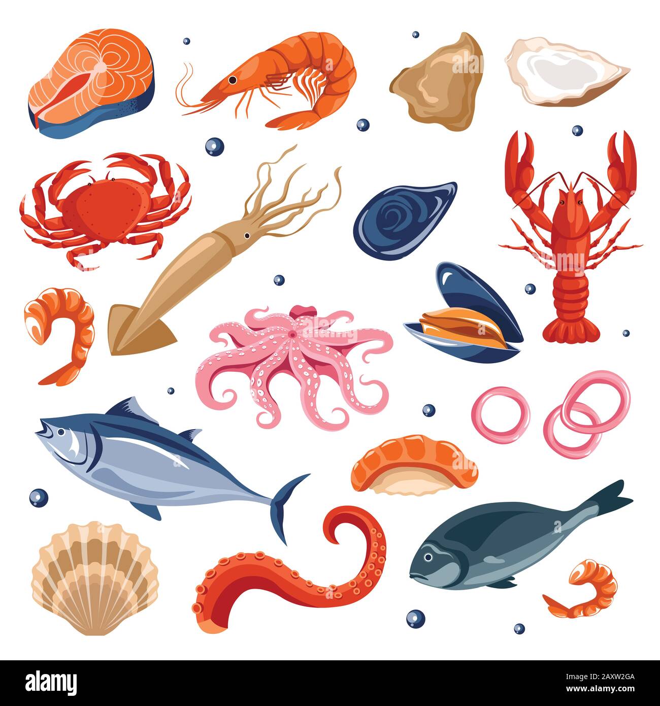 Lobster mussel shrimp salmon Stock Vector Images - Alamy