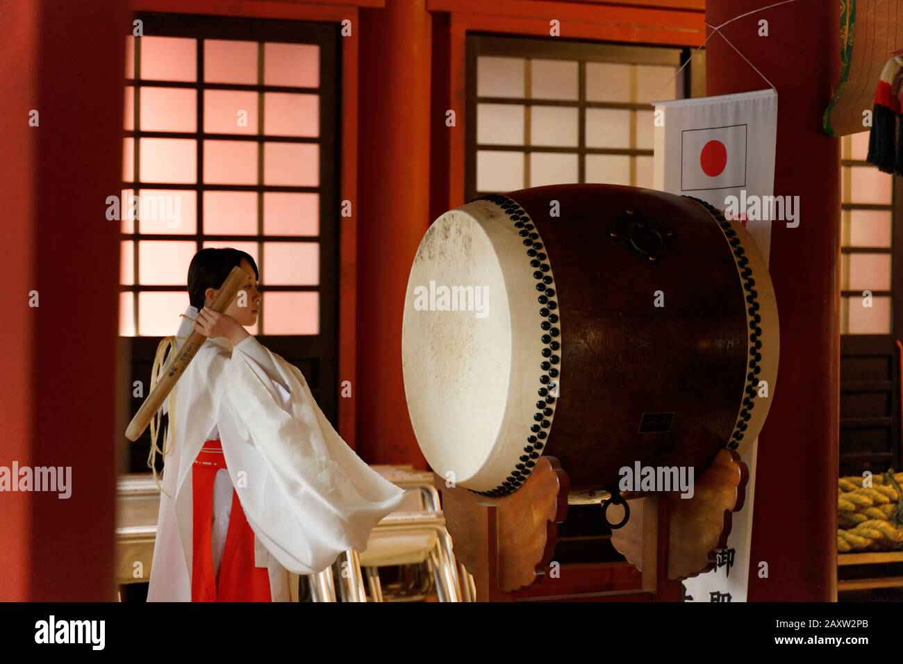 Rituals being performed at Unesco world heritage Japanese temple at ...