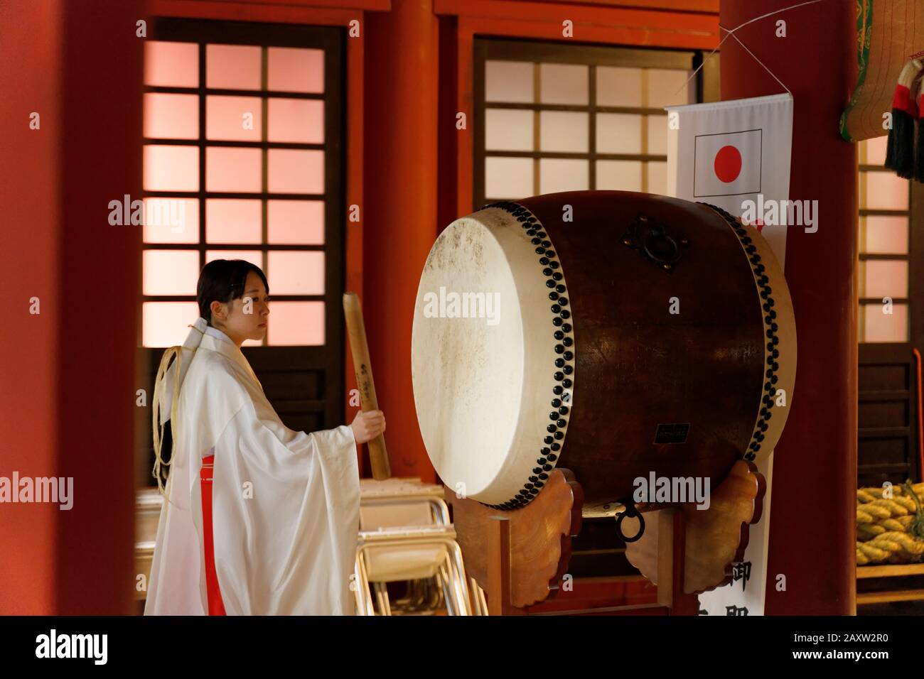 Rituals being performed at Unesco world heritage Japanese temple at ...