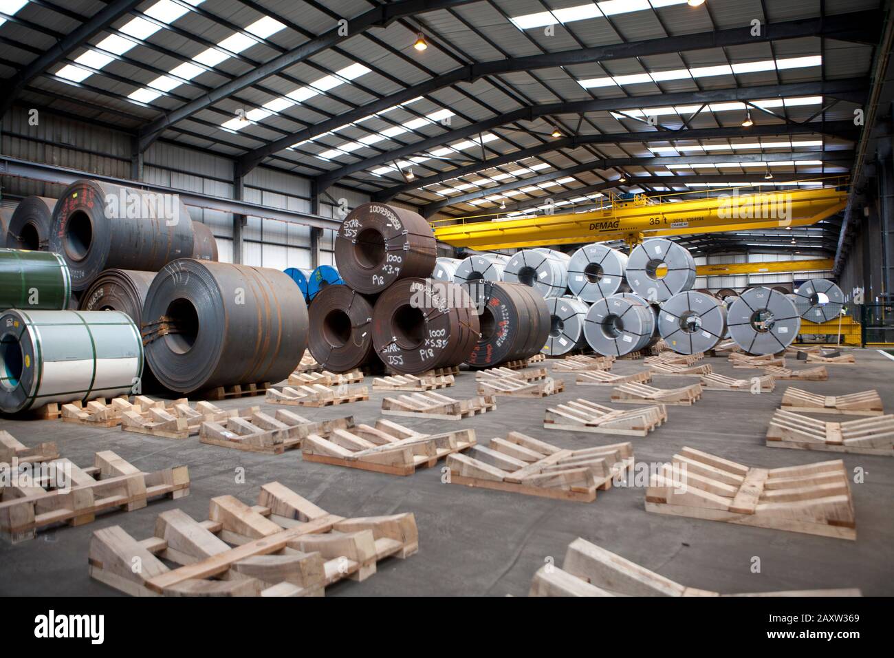 Chinese steel rolls Stacked and ready for transporting to factory from ...