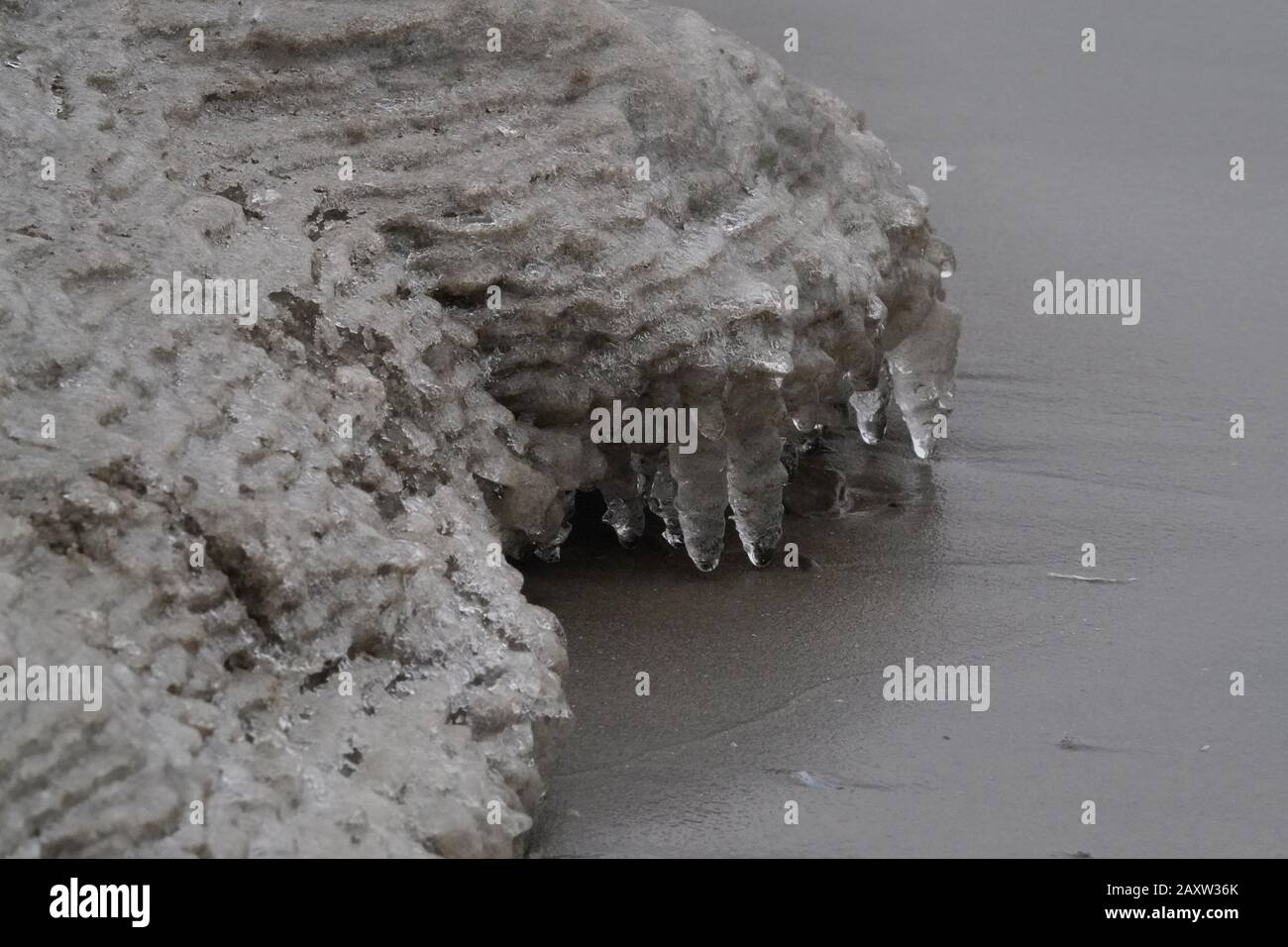 Ice sand and water formations at lake Stock Photo - Alamy