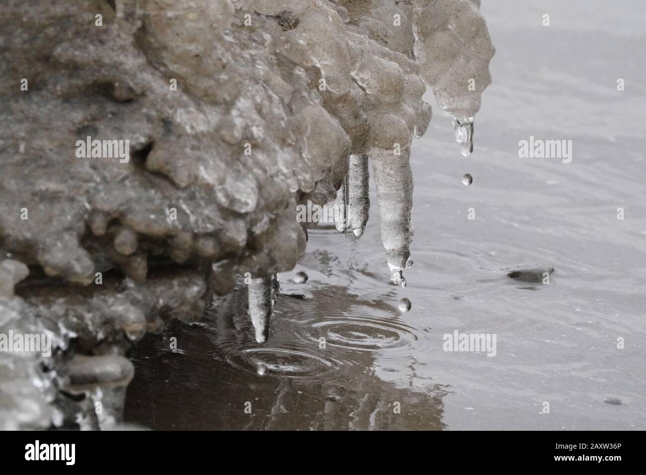 Ice sand and water formations at lake Stock Photo - Alamy