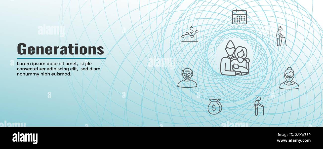 Generations Aging Web Header Banner and Icon Set Stock Vector Image ...