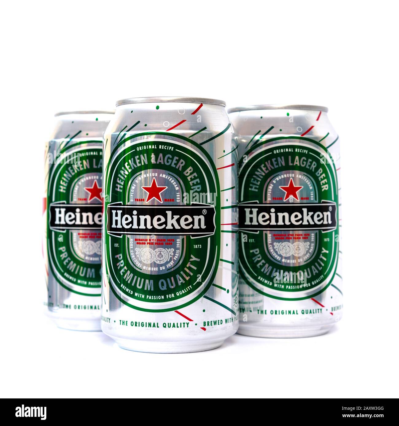Aluminum can of Heineken Beer isolated on white background Stock Photo ...
