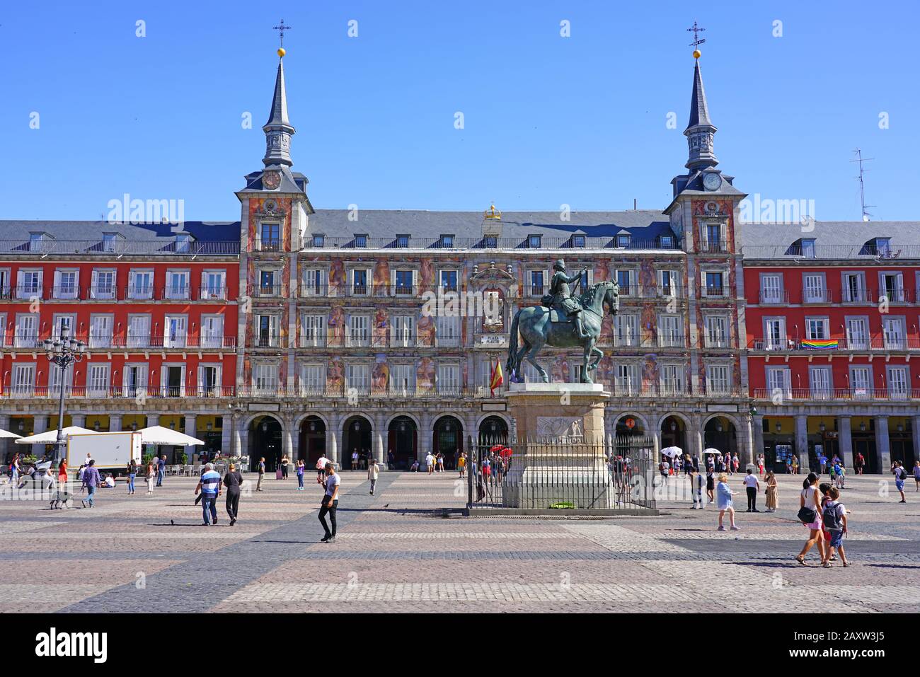 MADRID, SPAIN -21 JUN 2019- View of the Plaza Mayor (main square ...