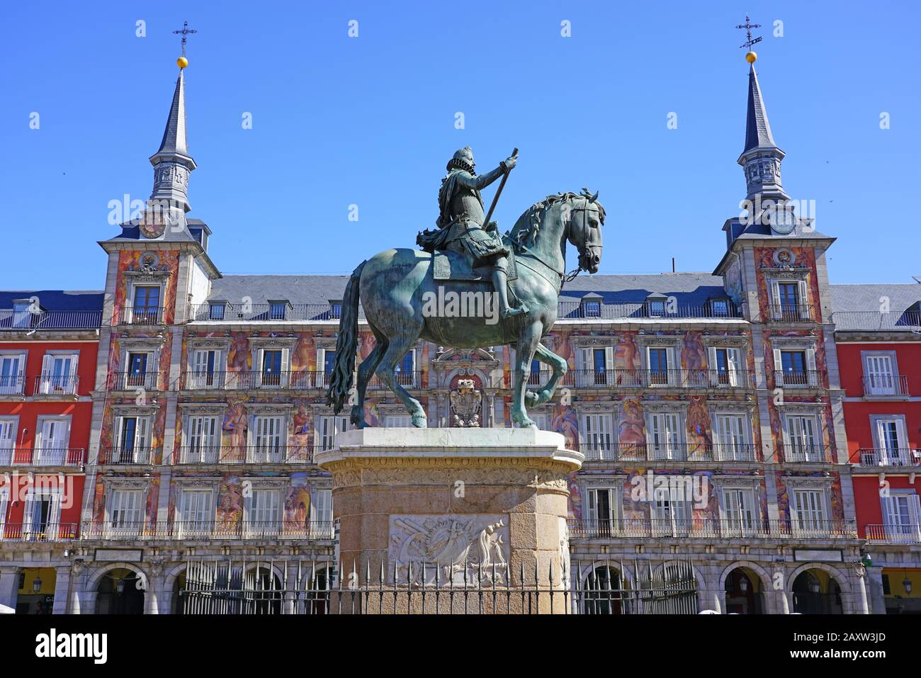 MADRID, SPAIN -21 JUN 2019- View of the Plaza Mayor (main square ...