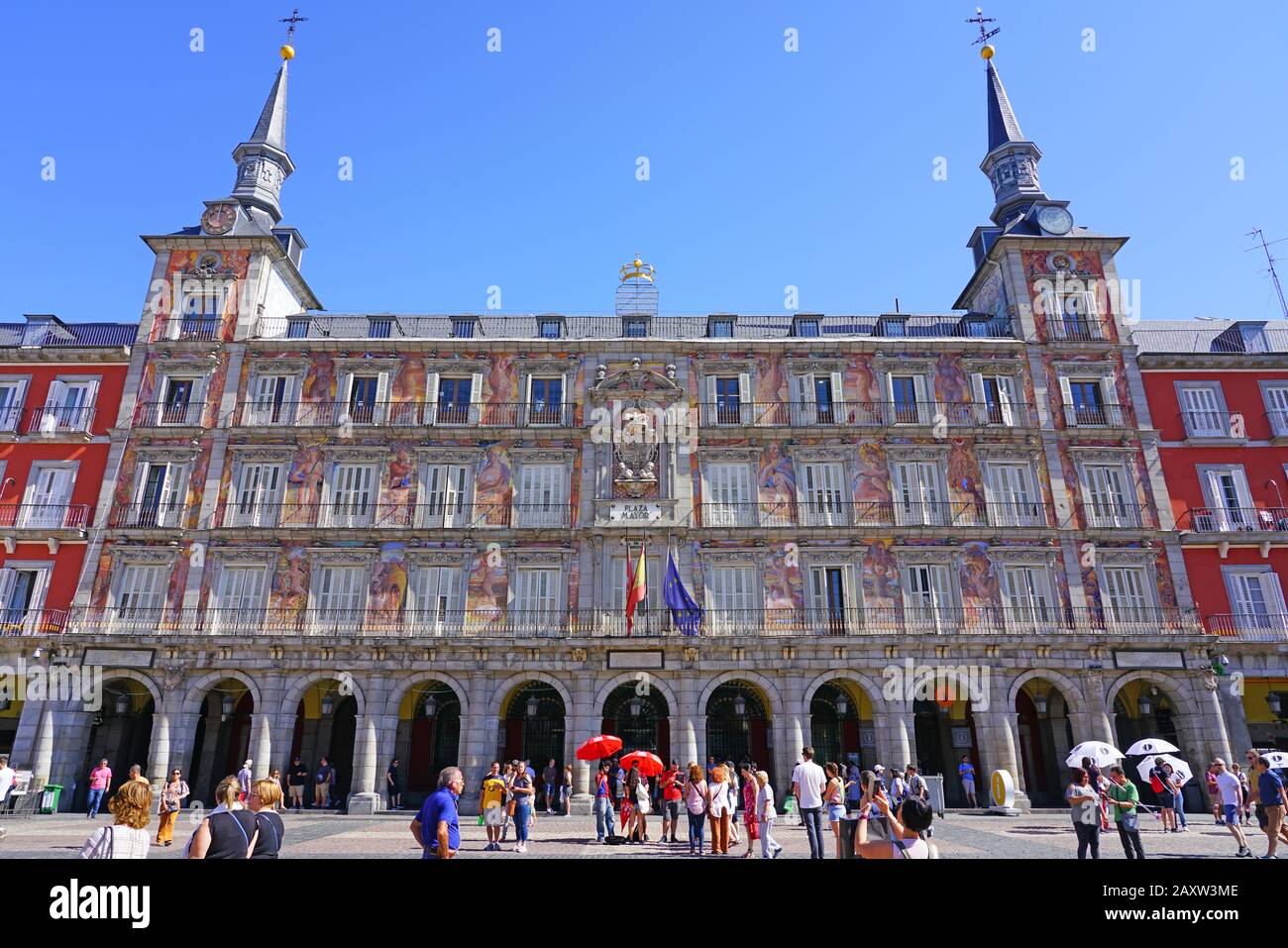 MADRID, SPAIN -21 JUN 2019- View of the Plaza Mayor (main square ...