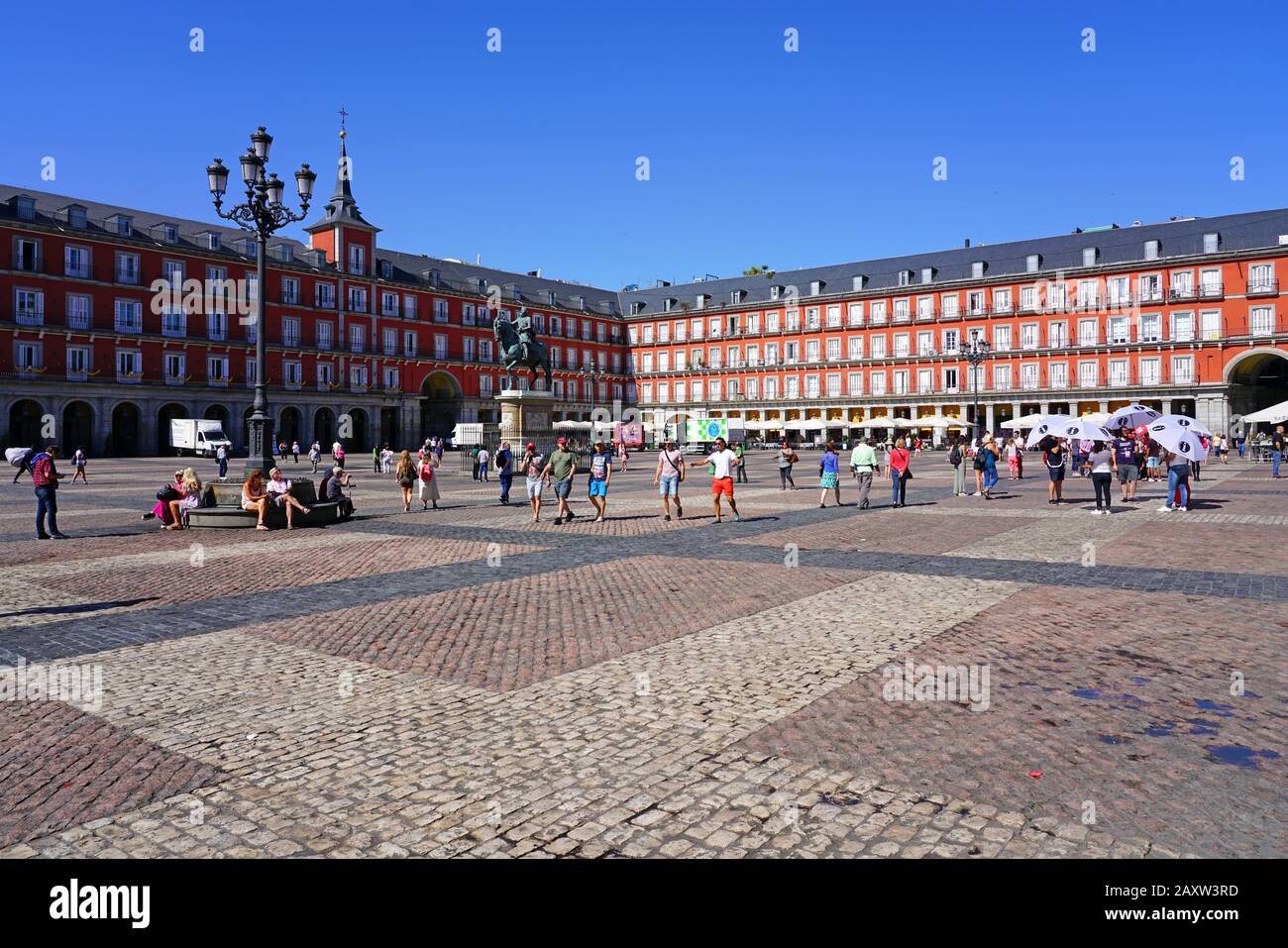 MADRID, SPAIN -21 JUN 2019- View of the Plaza Mayor (main square ...