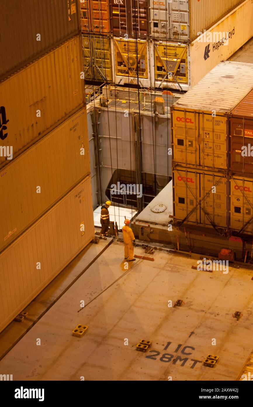 Maritime Container ship unloading loading Liverpool dock Stock Photo ...
