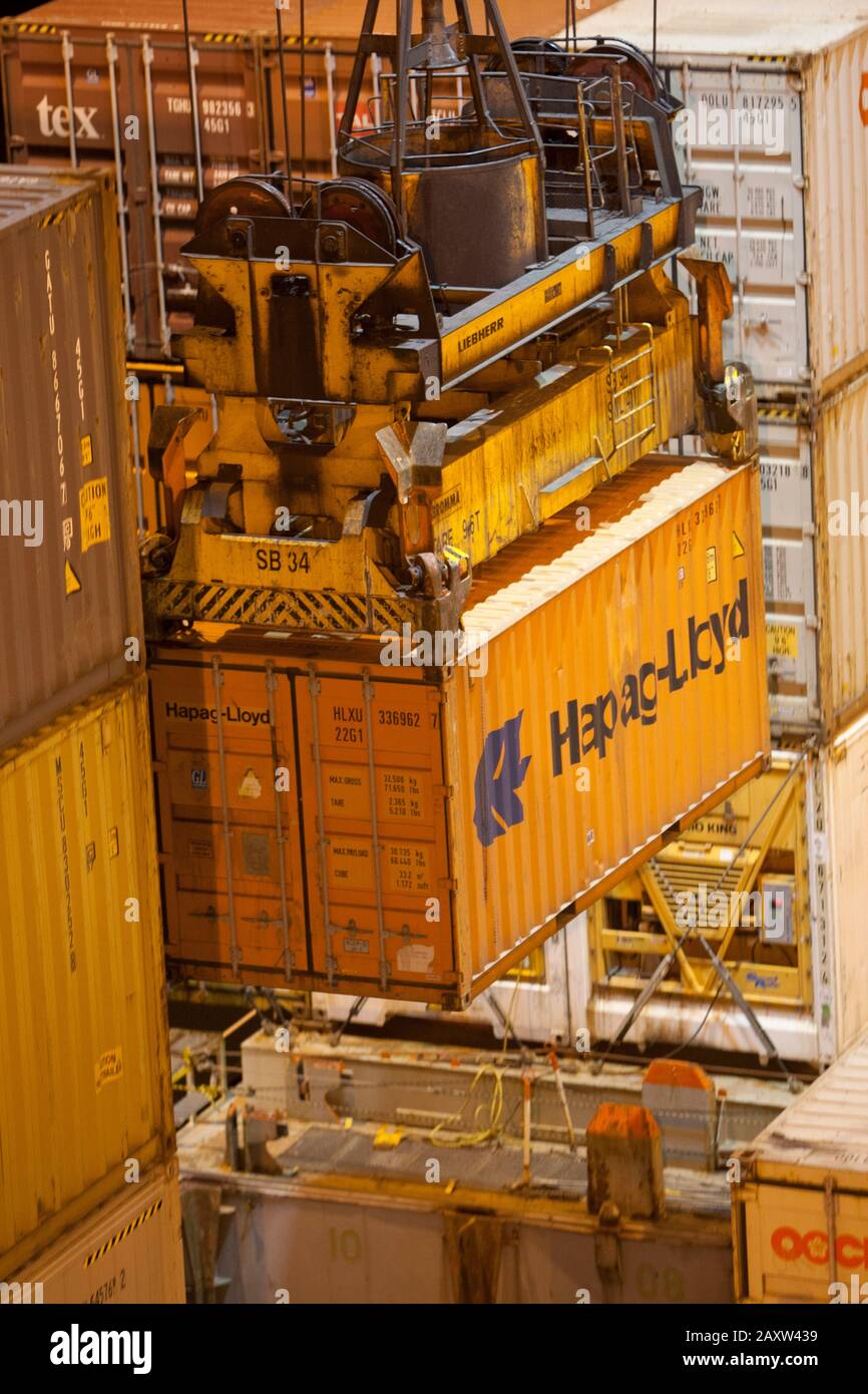 Maritime Container ship unloading loading Liverpool dock Stock Photo ...