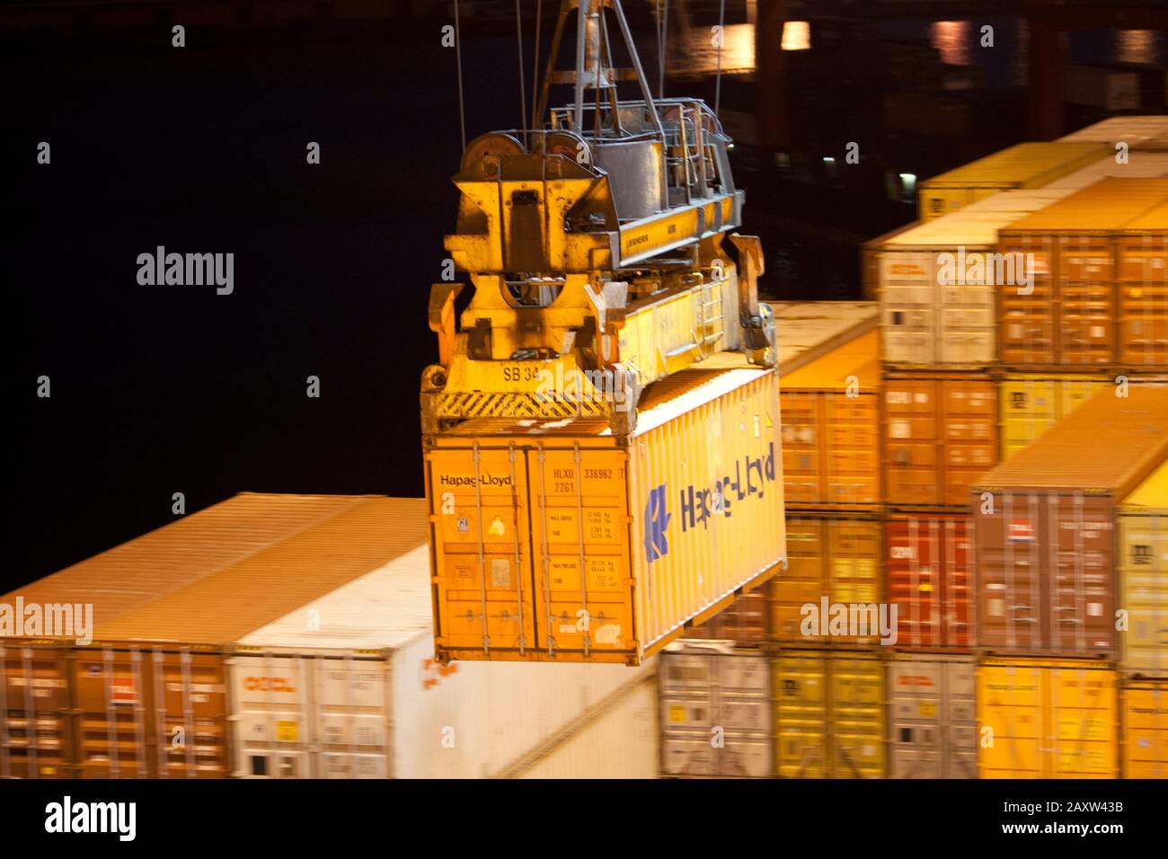 Maritime Container ship unloading loading Liverpool dock Stock Photo ...